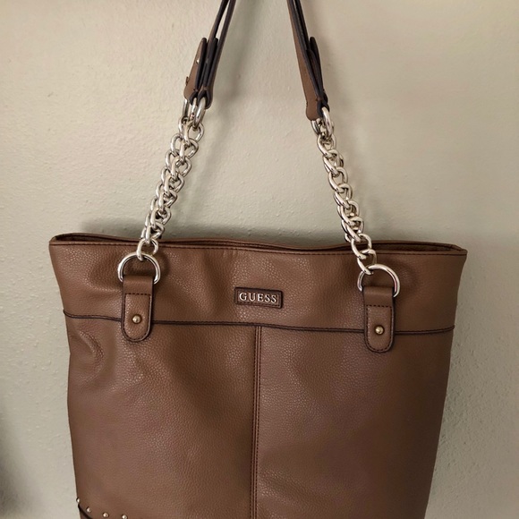 Guess Bags | Large Guess Brown Leather Purse | Poshmark